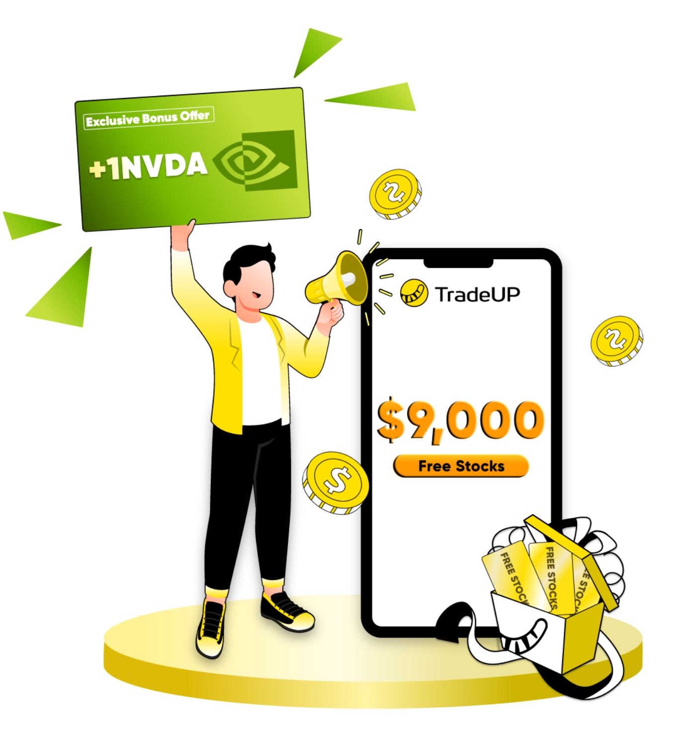 Invest in Stocks, ETF’s, Options and more with TradeUP