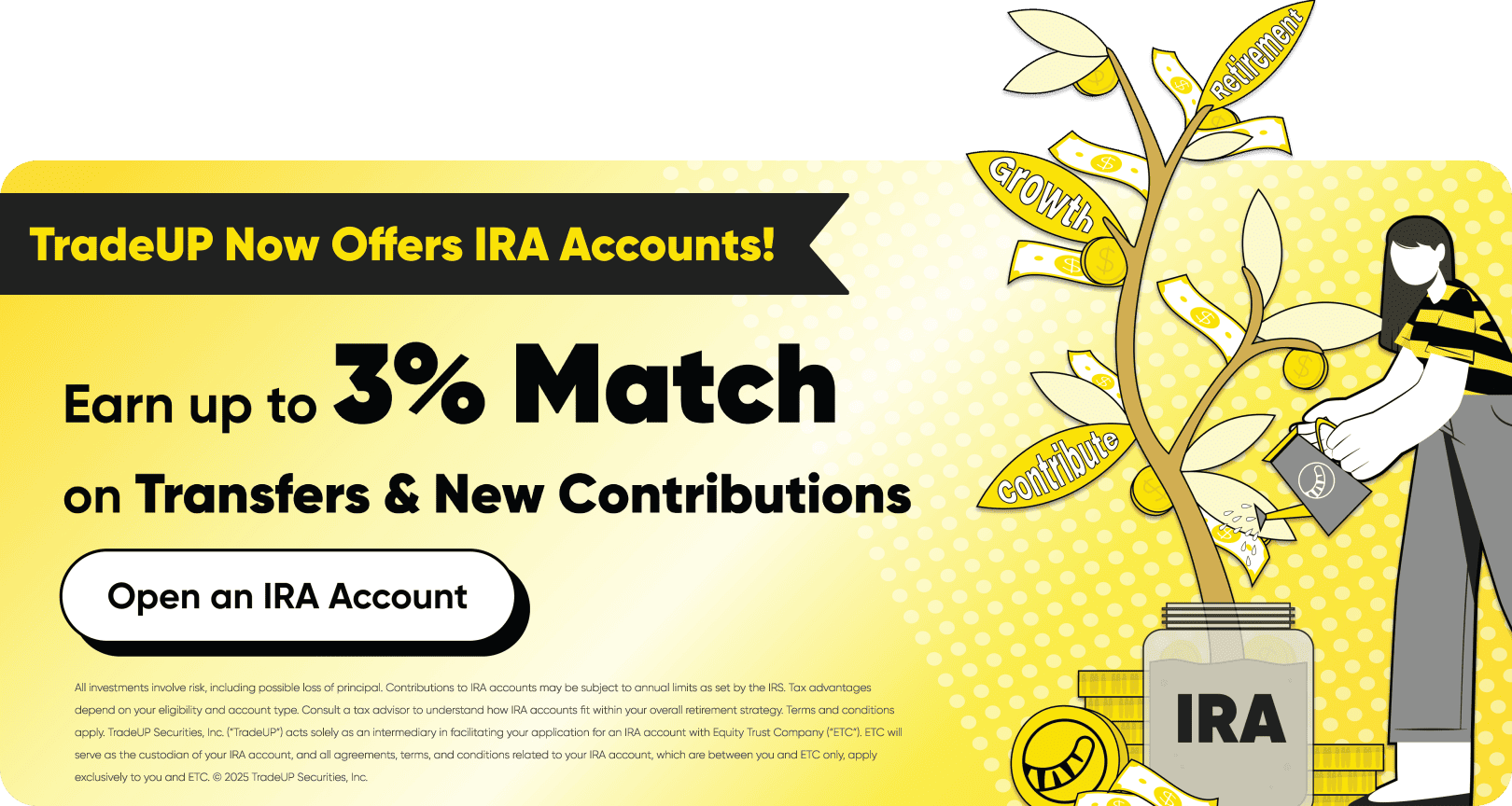 Invest in Stocks, ETF’s, Options and more with TradeUP